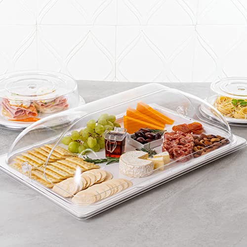 Restaurantware Cater Tek 21 Inch Polycarbonate Plate Cover 1 Shatterproof Dish Cover - Dishwashable For 21 Inch Plates Clear Plastic Tray Cover Flap Handle Design Endures Up To 210F