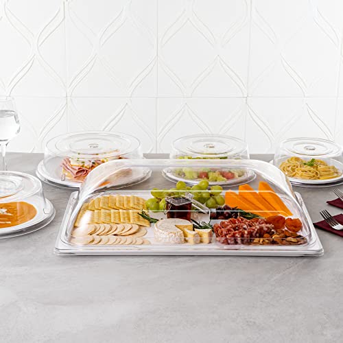 Restaurantware Cater Tek 21 Inch Polycarbonate Plate Cover 1 Shatterproof Dish Cover - Dishwashable For 21 Inch Plates Clear Plastic Tray Cover Flap Handle Design Endures Up To 210F