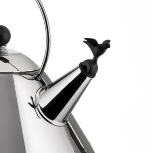 Alessi Michael Graves 9093 Stainless Steel Whistling Kettle, 2 Quarts, Black