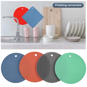 Hotsyang Silicone Trivets, Silicone Trivets for Hot Dishes, Silicone Trivets for Hot Pots and Pans, Hot Pads for Kitchen Counter, Silicone Hot Pads of 4pcs Mixing Color, Safety Silicone Trivets