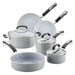 farberware ecoadvantage ceramic nonstick cookware/pots and pans set, 13 piece - gray