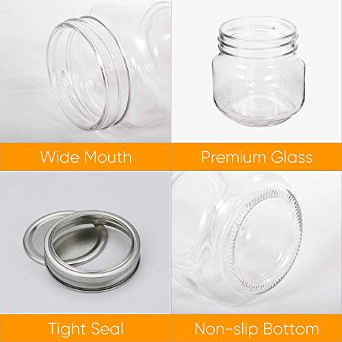 Accguan 8oz / 250ml Mason Jars with Airtight Lids, Glass Jar With Regular Lids, Clear Glass Jar Ideal for Jam,Honey,Wedding Favors,Shower Favors, Set of 30