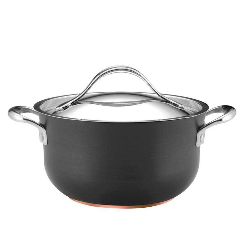 Anolon Nouvelle Copper Hard Anodized Nonstick Casserole Dish/ Casserole Pan with Lid - 4 Quart, Gray