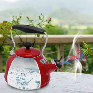 Chantal Tea Kettle, 1.7 QT, Vintage Series, Premium Enamel on Carbon Steel, Whistling, Even Heating & Quick Boil (Chili Red)