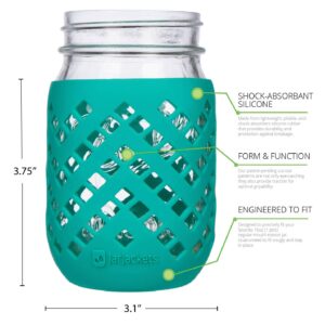 JarJackets Silicone Mason Jar Sleeve - Fits 16oz (1 pint) REGULAR-Mouth Jars | Package of 4 (Multicolor)