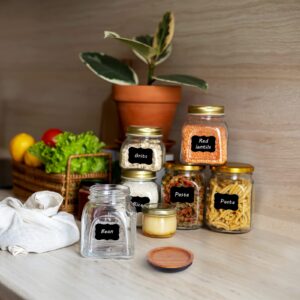 12Pack Regular Mouth Mason Jar Lids with Chalkboard Labels and Chalk Marker, Acacia Wooden Storage Canning Jar Lids Ball Jars Bamboo Wooden Lids with Airtight Silicone Seal