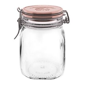 Bormioli Rocco Glass Co Fido Square Metallic Lid Jar, 33.75 oz, Copper