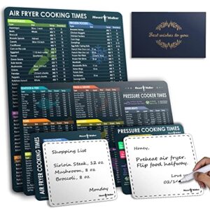 air fryer magnetic cheat sheet set & instant pot cheat sheet magnet set (2 sets of 6 pcs), air fryer cooking guide, cooking times chart magnet - instant pot/air fryer accessories (black)