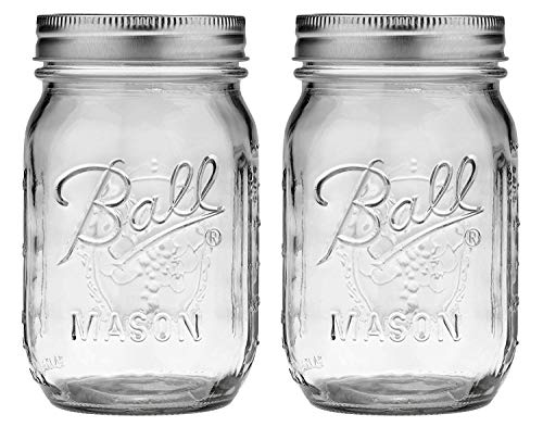 Mason Jar-16 oz. Ball Clear Glass Regular Mouth Pack of 2 - Heritage Collection Set of 2…