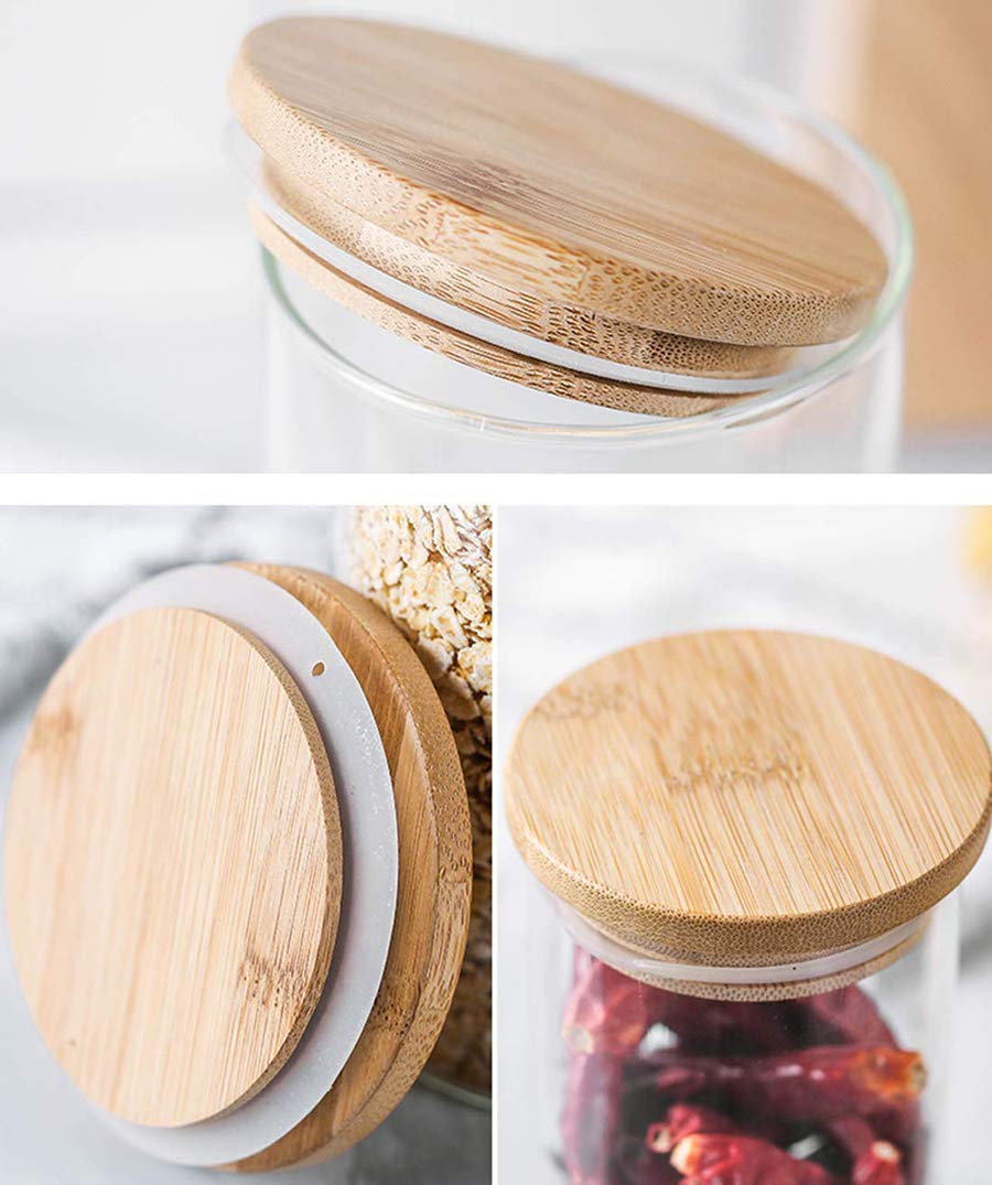 Natural Decorative Bamboo Lids,Dustproof Creative Cover Wooden Silicone Mug Cup Cover For Mug Jar,4pcs (10cm/3.94'')