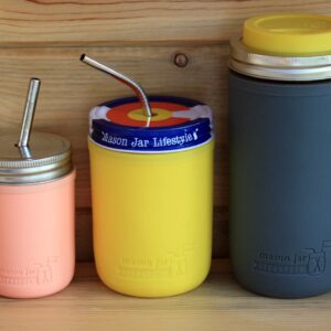 Wide Mouth Pint 16oz Silicone Sleeves/Jackets for Protecting Ball, Kerr, Canning Jars by Mason Jar Lifestyle (Ultra Violet, 2 Pack)