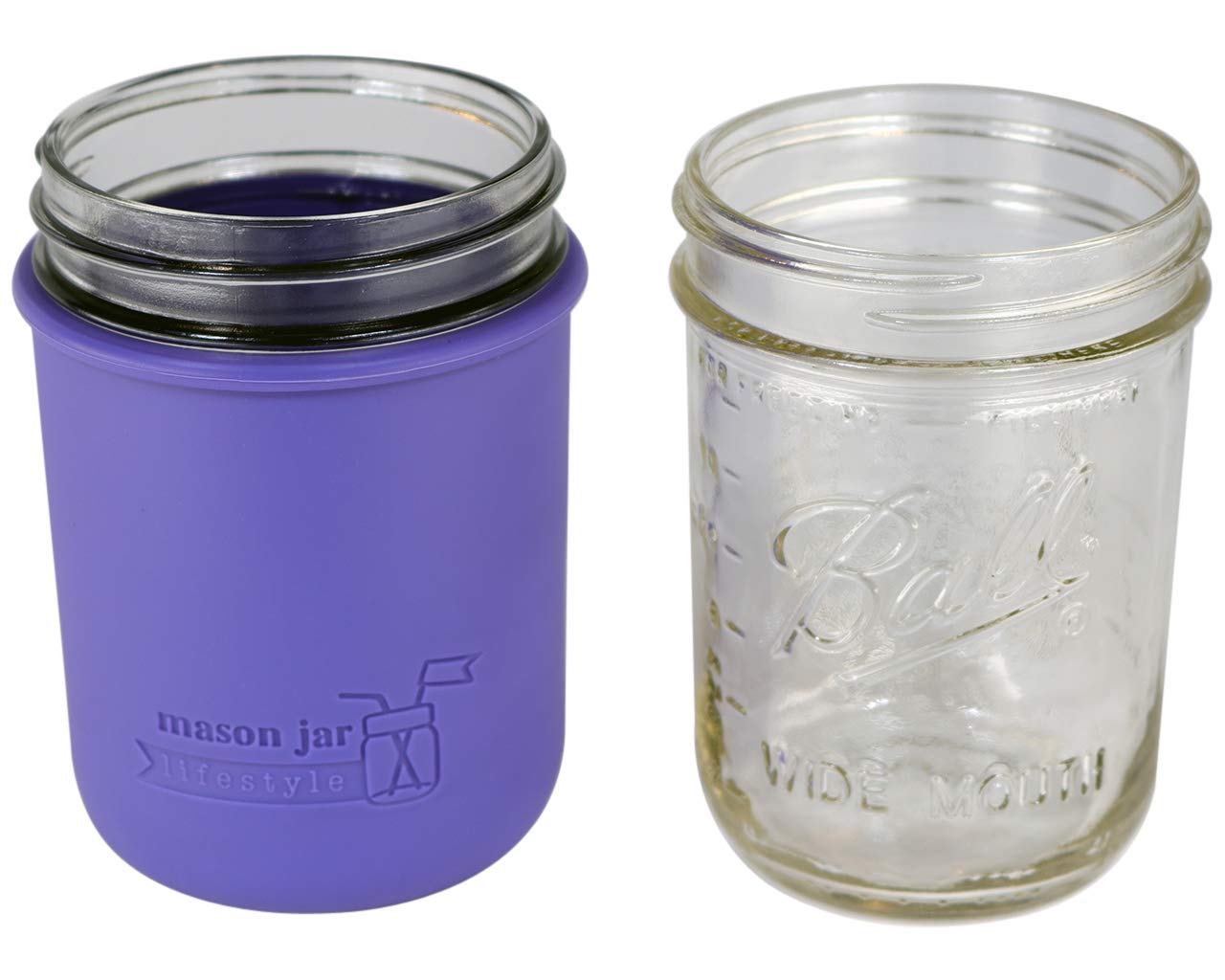 Wide Mouth Pint 16oz Silicone Sleeves/Jackets for Protecting Ball, Kerr, Canning Jars by Mason Jar Lifestyle (Ultra Violet, 2 Pack)