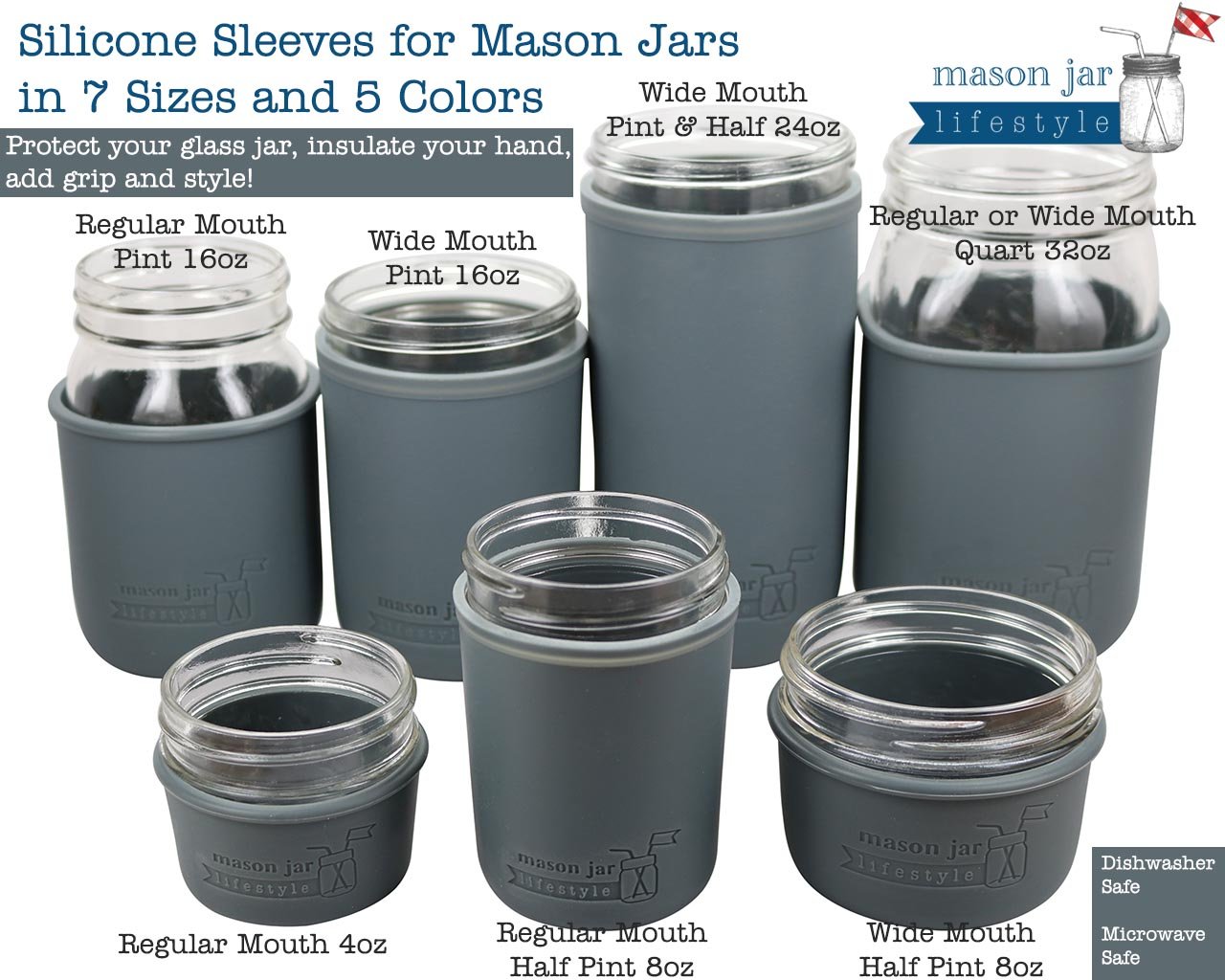 Wide Mouth Pint 16oz Silicone Sleeves/Jackets for Protecting Ball, Kerr, Canning Jars by Mason Jar Lifestyle (Ultra Violet, 2 Pack)