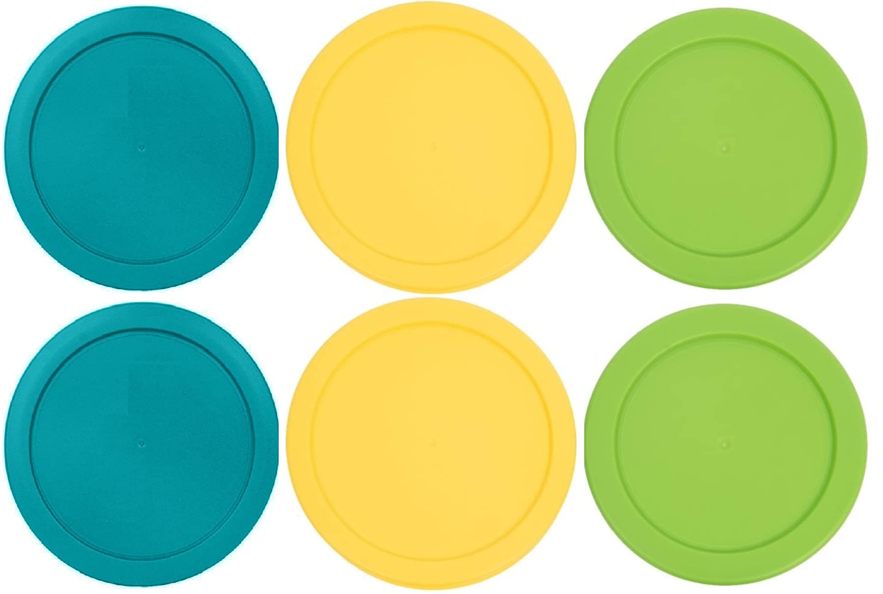 Klare Ware 4 Cup Replacement Lids/Covers for Pyrex 7201, Anchor Hocking & Klare Ware Storage Bowls (Glass Container Not Included) Microwave, Freezer & Top Rack Dishwasher Safe (6 Pack, Turq-Y-Lawn Gr)