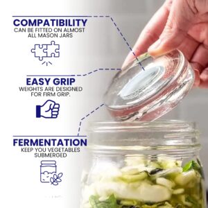 Burp Lids Pack of 4 Fermentation kit, Mason Jars Fermentation Lids | Fits all Wide Mouth Mason Jars | 1 Extraction Pump | 2 Weights with 4 Fermenting Jar Lids