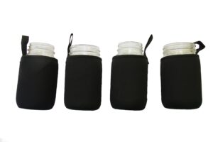 masun mason jar sleeve wide, and regular mouth quart jars (black 4 pack)