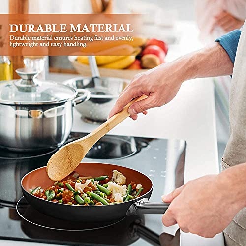 SHINEURI 6 Pieces Nonstick Copper Pans with Lid Copper Frying Pans Copper Nonstick Frying Pans Copper Pans with Lid Copper Skillets with Lid Ceramic Fry Pan Copper Pans for Cooking - 8/9.5/11 inch