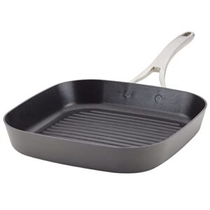 anolon allure hard anodized nonstick deep square griddle pan/grill, 11 inch, dark gray