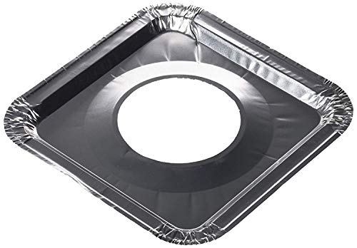 Aluminum Foil Square Gas Stove Burner Covers – Pack of 40 – Disposable Bib Liners for Kitchen Gas Range Top - Keep Your Gas Range Clean with DCS Deals Drip Pans - 8.5 x 8.5 x .5” Inch