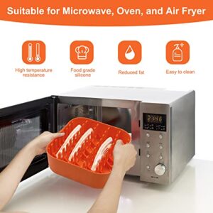 Lucorpor Silicone Bacon Cooker, Orange, Non-Stick, Microwave Oven, Bacon Rack, Tray and Grease Catcher, 9-Stripe, BPA Free