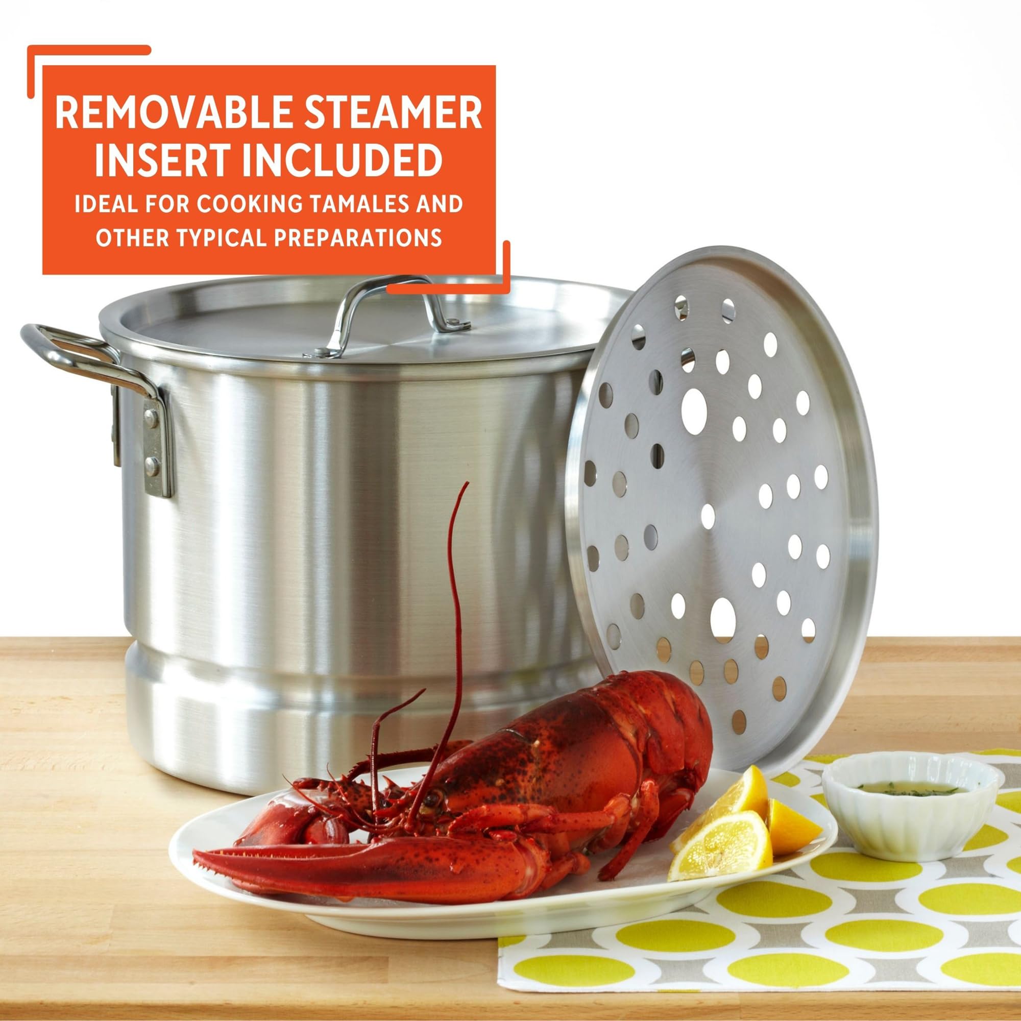 IMUSA Aluminum Steamer Dual Piece Set, 28Qt and 10Qt, Silver