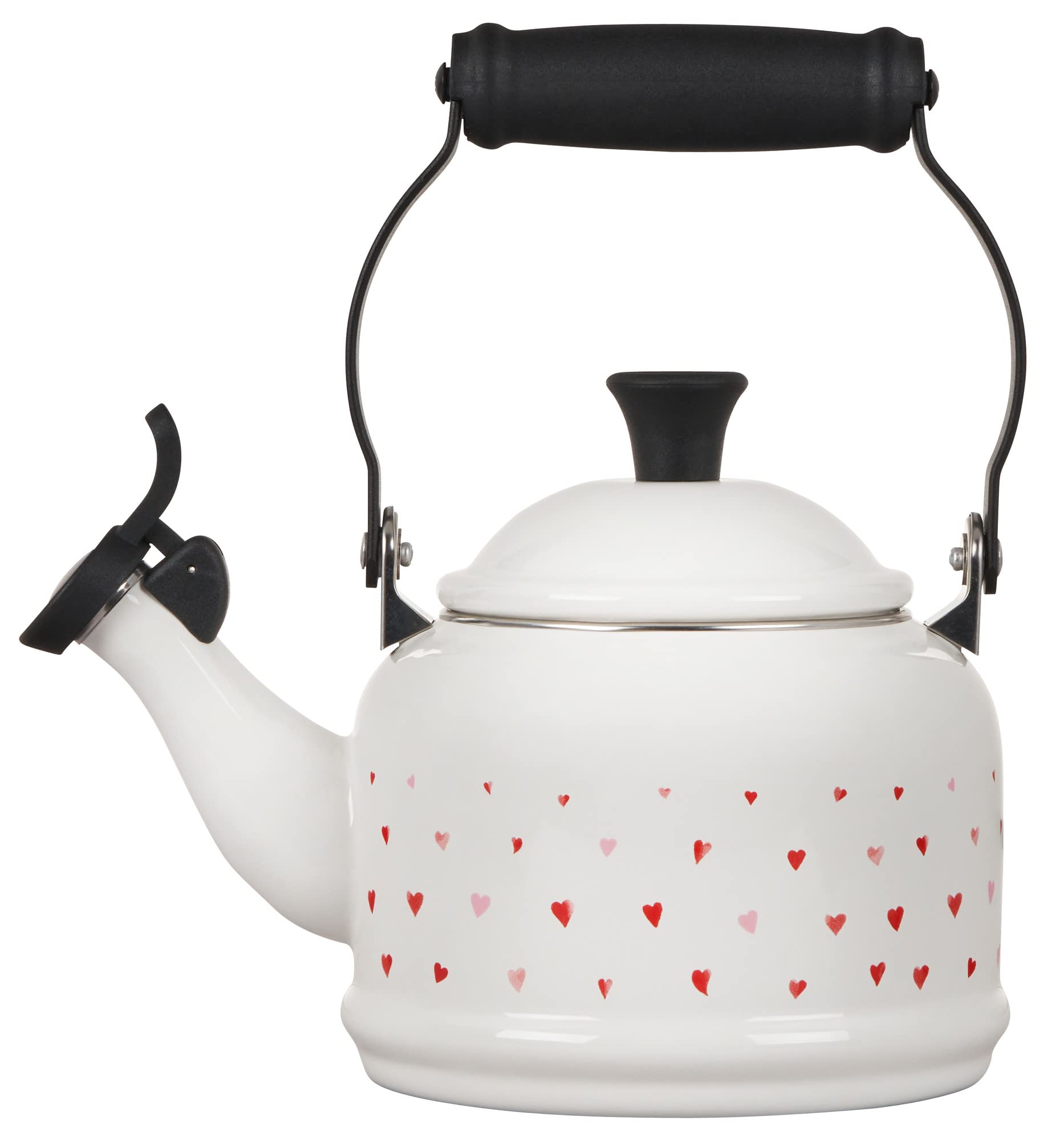 Le Creuset L'Amour Collection Enamel on Steel Demi Kettle, White with Heart Applique