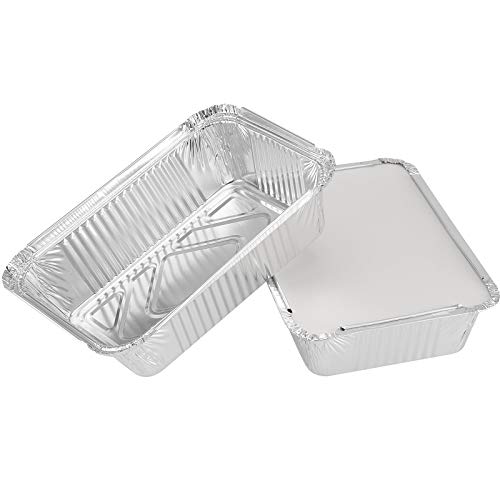 ZEONHAK 125 Pack 5 X 7 x 2 Inches Foil Pans with Lids, Disposable Aluminum Pans With Lid, Take Out Foil Pans Great for Baking, Cooking, Storing, Heating, Prepping Food