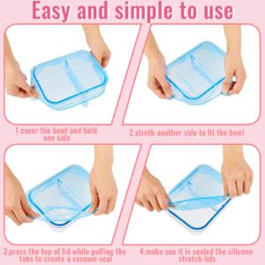 30 Pieces Silicone Stretch Lids Rectangle Reusable Silicone Lids Microwave Cover for Food Storage 6 Different Sizes for Square and Rectangle Containers Microwave Freezer Dishwasher Safe