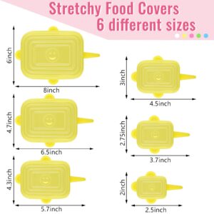 30 Pieces Silicone Stretch Lids Rectangle Reusable Silicone Lids Microwave Cover for Food Storage 6 Different Sizes for Square and Rectangle Containers Microwave Freezer Dishwasher Safe