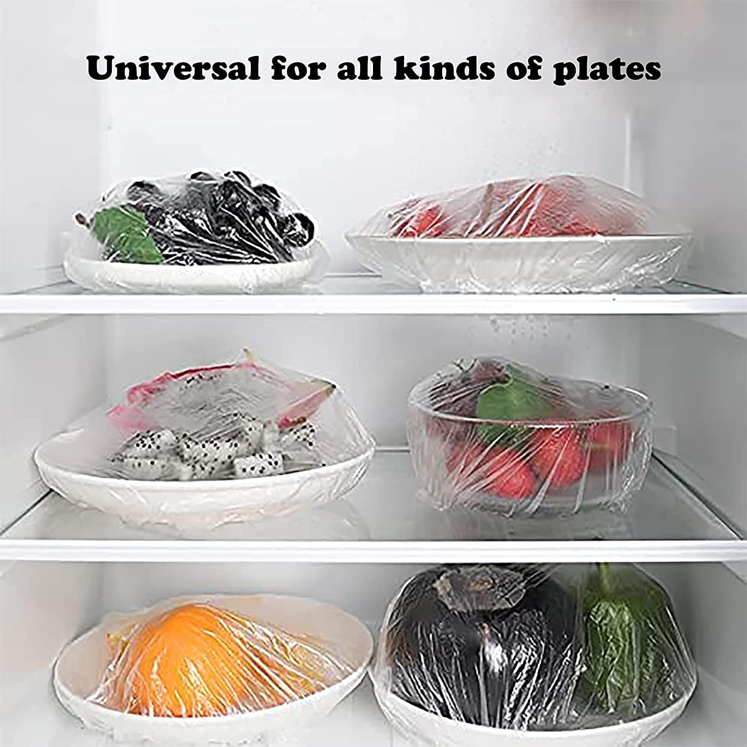 Fresh Keeping Bags, Plastic Sealing Bags Food Cover, Universal Kitchen Wrap Seal Fresh Keeping Caps Fresh Keeping Bags Covers,Plastic Stretchable Food Covers for Leftover And Meal Prep (100PCS)