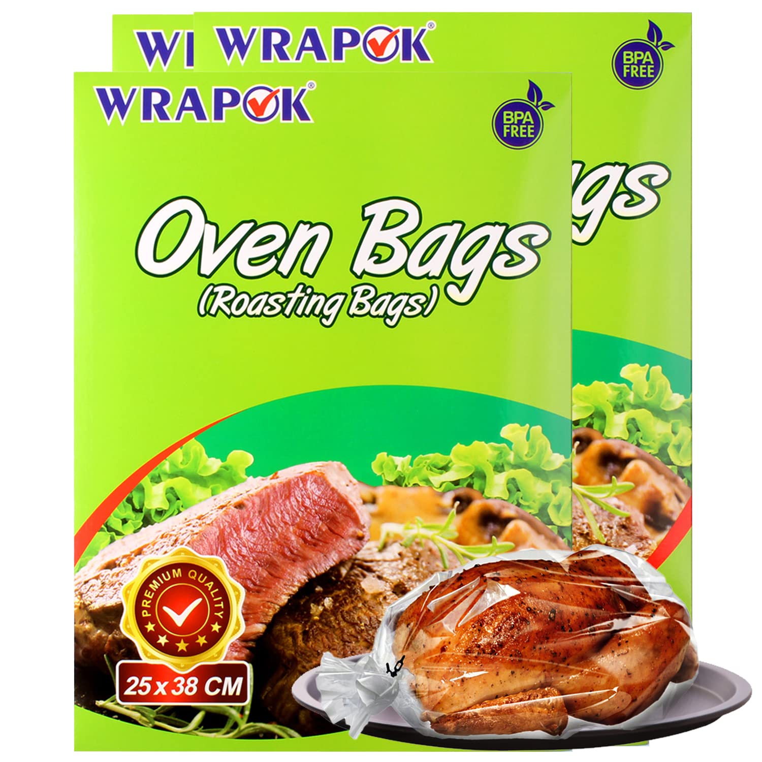 WRAPOK Oven Cooking Bags Small Size Roasting Baking Bag for Meats Ham Ribs Poultry Seafood on Thanksgiving, 10 x 15 Inch - 16 Bags Total(Pack of 2)