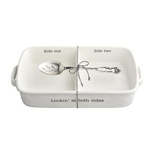 mud pie, white, circa side baker set, 2.5" x 8" x 14", dish 2 1/2" x 8" x 14" | spoon 9"