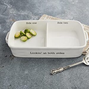 Mud Pie, White, Circa Side Baker Set, 2.5" x 8" x 14", dish 2 1/2" x 8" x 14" | spoon 9"