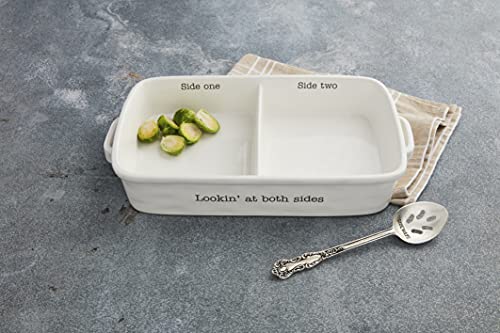 Mud Pie, White, Circa Side Baker Set, 2.5" x 8" x 14", dish 2 1/2" x 8" x 14" | spoon 9"