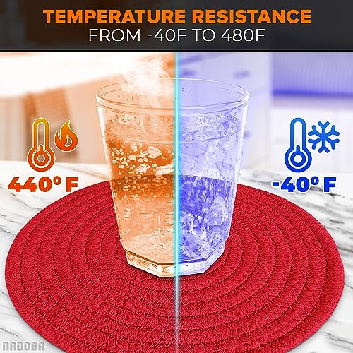 3Pcs Trivets for Hot Dishes - Red Instant Pot Trivet for Hot Pans Kitchen Decor Pot Mat, Woven Trivet Сotton Trivets for Kitchen Counter Protectors Heat Resistant Pads for Countertops