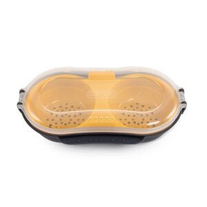 dexas duo egg cooker/microwave egg poacher,black/yellow,gec2-1235-432