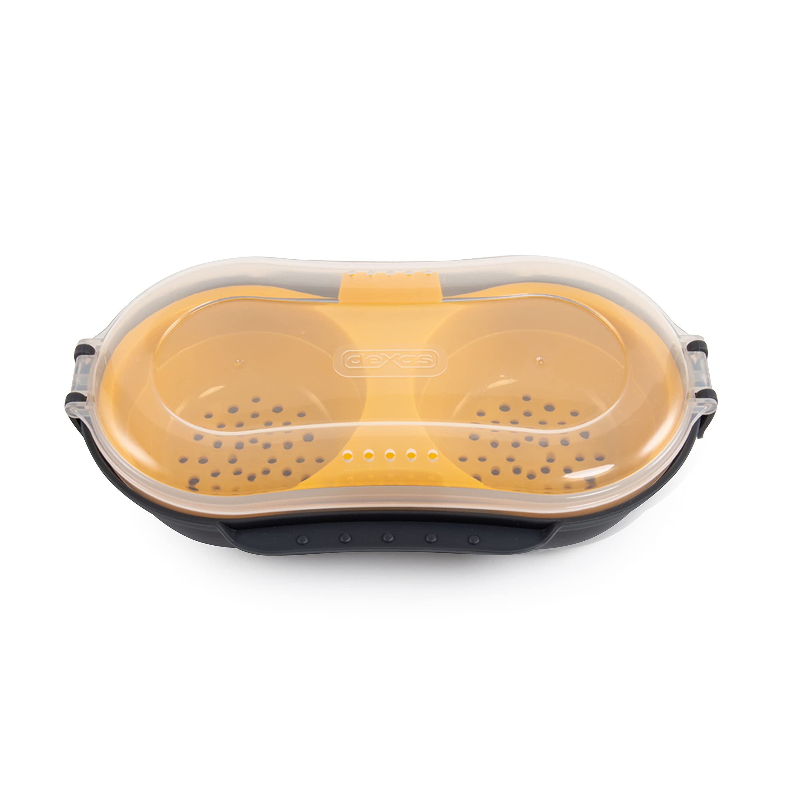 Dexas Duo Egg Cooker/Microwave Egg Poacher,Black/Yellow,GEC2-1235-432