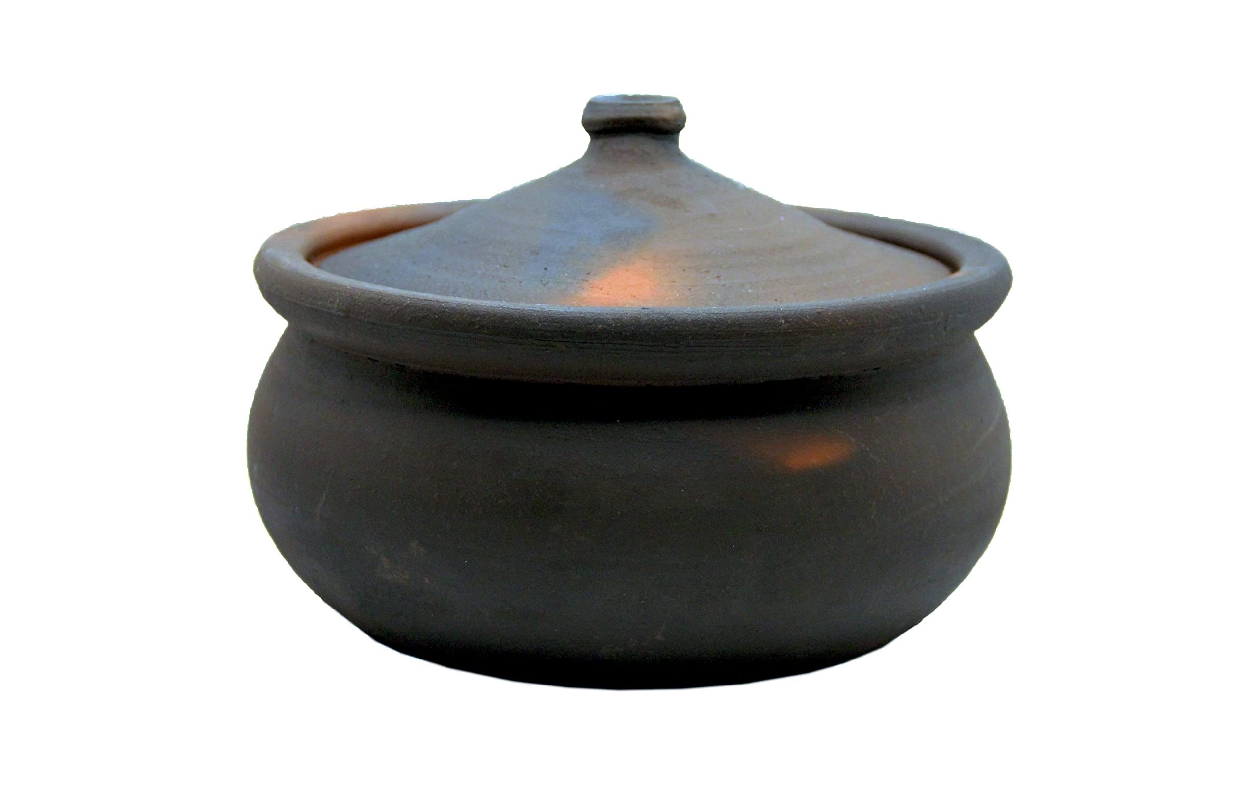 High Wind Flamed Dark Primitive Cooking Pot - Pre Seasoned - Made from Fire Clay: Suitable for Stove Top and Open Fire