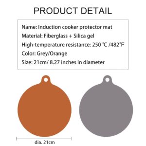 Induction Cooktop Protector Mat 2 Pieces for Induction Cooker Scratch Protector Mat Silicone Mat for Induction Cooktop Grey 21cm