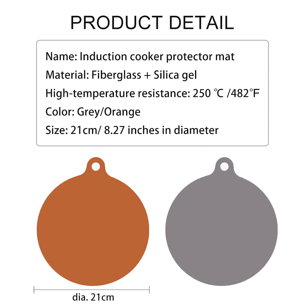 Induction Cooktop Protector Mat 2 Pieces for Induction Cooker Scratch Protector Mat Silicone Mat for Induction Cooktop Grey 21cm