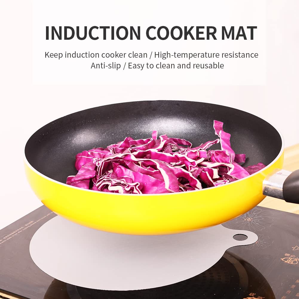 Induction Cooktop Protector Mat 2 Pieces for Induction Cooker Scratch Protector Mat Silicone Mat for Induction Cooktop Grey 21cm