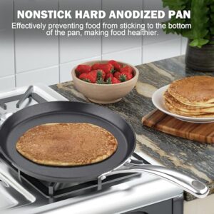 Cooks Standard Nonstick Hard Anodized 9.5-inch 24cm Crepe Griddle Pan, Black