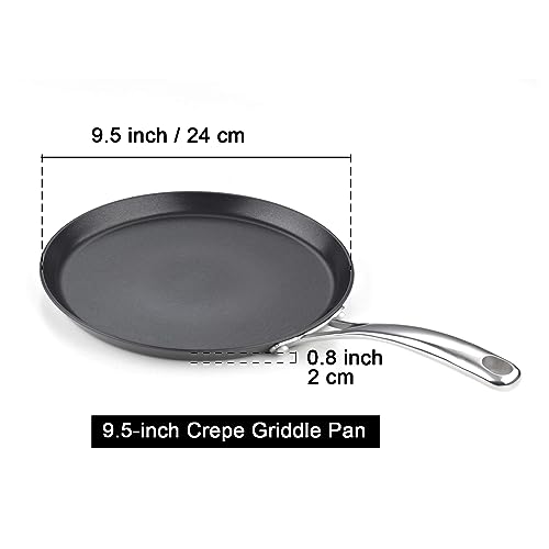 Cooks Standard Nonstick Hard Anodized 9.5-inch 24cm Crepe Griddle Pan, Black