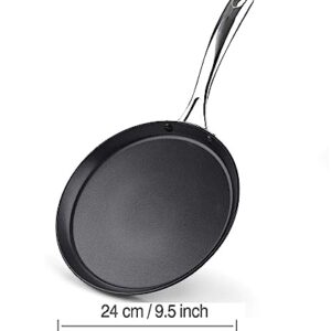 Cooks Standard Nonstick Hard Anodized 9.5-inch 24cm Crepe Griddle Pan, Black