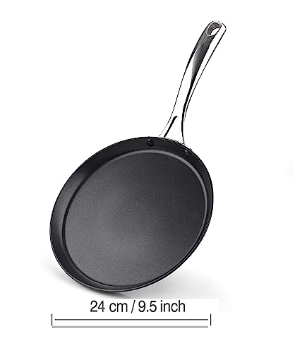 Cooks Standard Nonstick Hard Anodized 9.5-inch 24cm Crepe Griddle Pan, Black