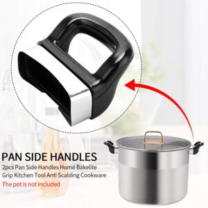 2pcs Replacement Pot Handle, Metal Pressure Short Pan Side Handles for Home Kitchen Tools(Black)