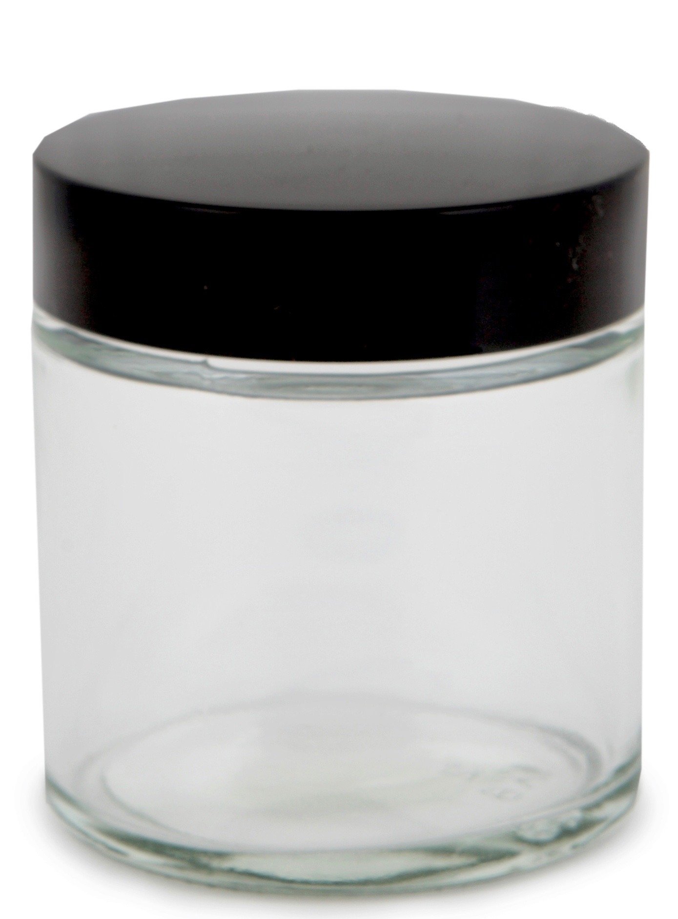 Vivaplex, 12, Clear, 4 oz, Round Glass Jars, with Inner Liners and black Lids