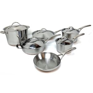 anolon nouvelle stainless steel cookware pots and pans set, 11 piece