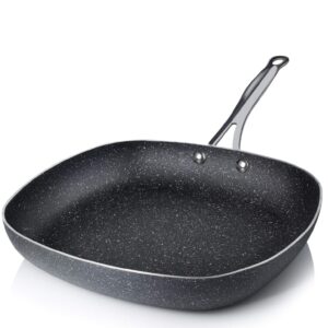 Granitestone 2149 Shallow Square Pan, Ultra Non-stick & Scratchproof Aluminum Fry Pans, Mineral-enforced, Oven & Dishwasher Safe with Cool Touch Handles, PFOA-Free Cookware - As Seen On TV (12 inch)