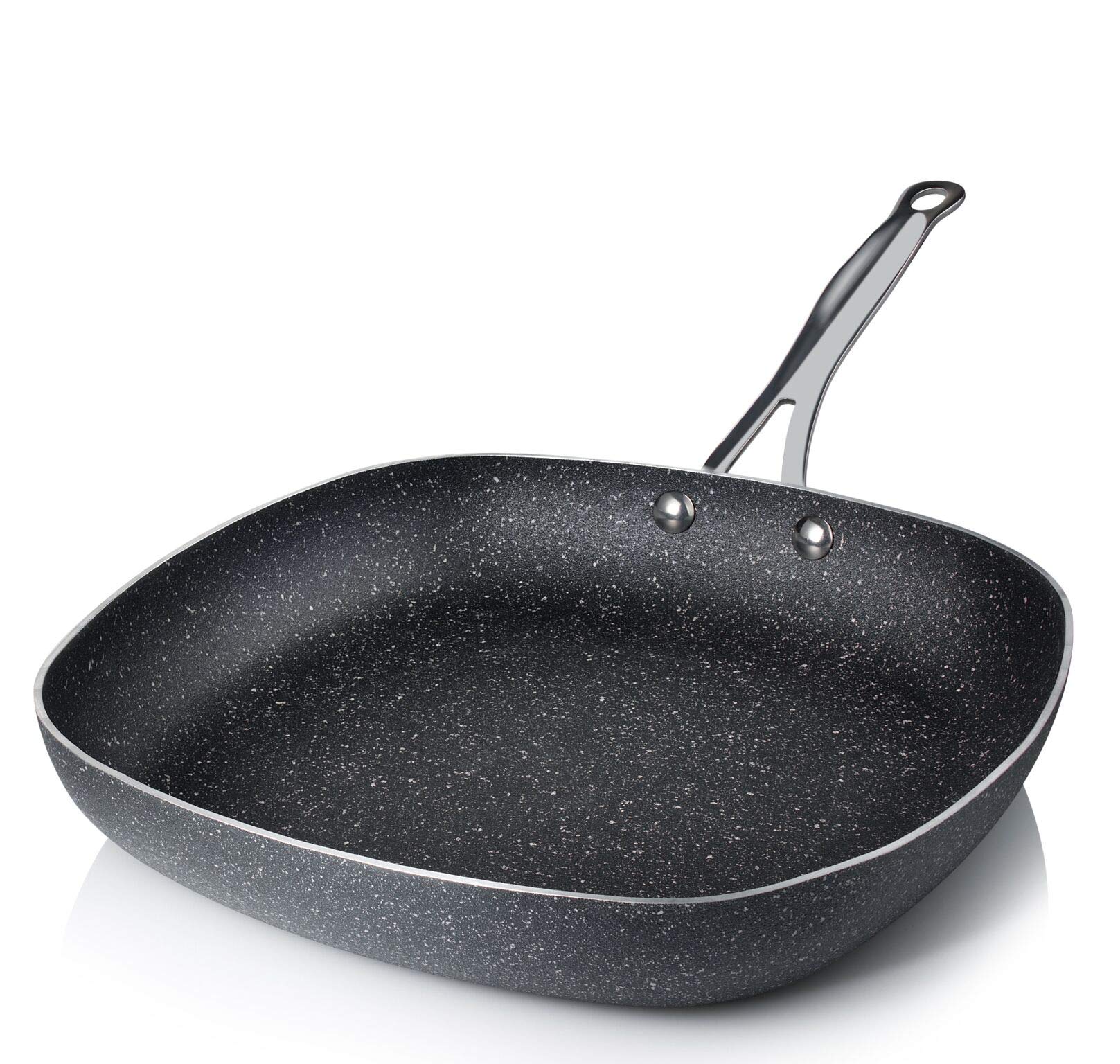 Granitestone 2149 Shallow Square Pan, Ultra Non-stick & Scratchproof Aluminum Fry Pans, Mineral-enforced, Oven & Dishwasher Safe with Cool Touch Handles, PFOA-Free Cookware - As Seen On TV (12 inch)